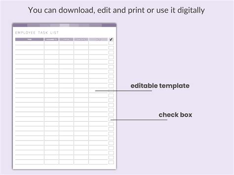 Employee Task List Task List Employee To Do List Task Management