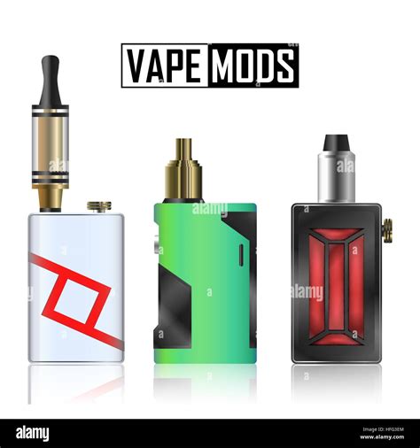 Vape Mod Set Electronic Cigarette With Juice Colorful Vector Vaporize