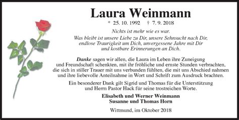 Traueranzeigen Von Laura Weinmann Nordwest Trauerde
