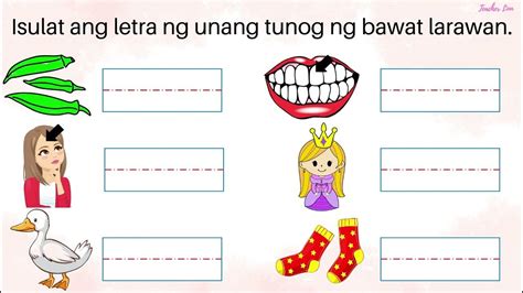 Isulat Ang Unang Tunog Ng Mga Nasa Larawan Youtube