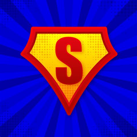 Superhero Logo Template Frame With Divergent Rays Super Hero Shield