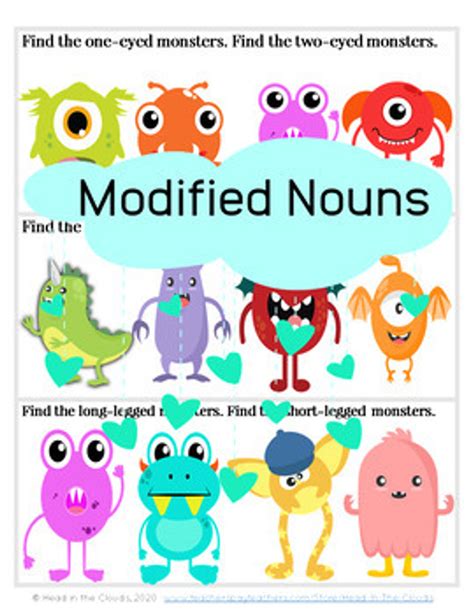 Modified Nouns Monster Theme Amped Up Learning Modified Nouns Monster Theme Amped Up Learning
