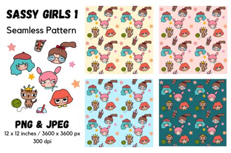 Sassy Girls V1 Seamless Pattern Graphic By Jp Momon · Creative Fabrica
