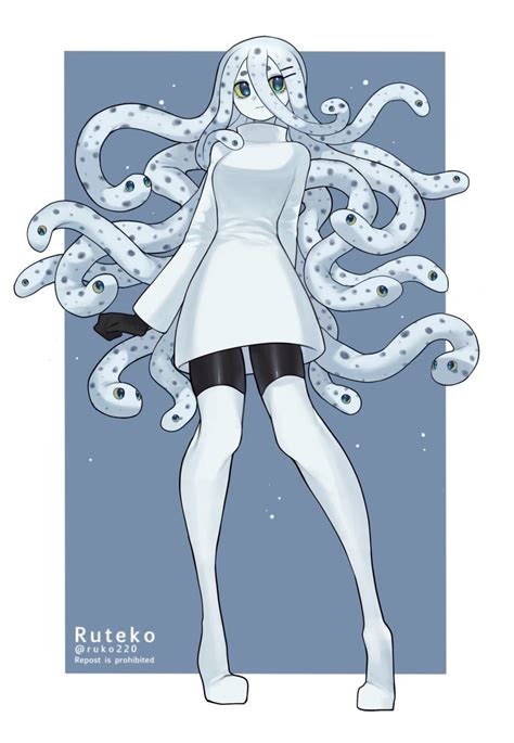 Ruteko Ruko220 Original Highres 1girl Black Skin Blue Background