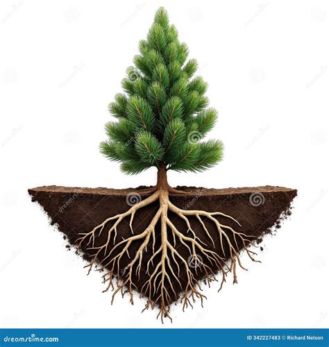 Pine Tree With Root System Stock Illustration Illustration Of Trunk