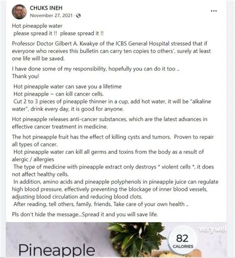 Fact Check Can Hot Pineapple Juice Cure Cancer Thip Media