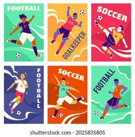 Soccer Players Dynamic Football Athletes Poses Stock Vector Royalty