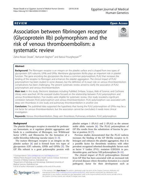 Pdf Association Between Fibrinogen Receptor Glycoprotein Iib