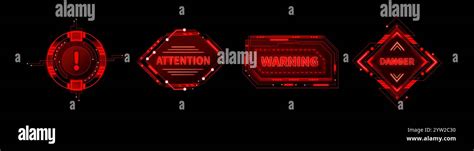 Red Hud Danger Alert Cyber Ui Error Frame Sign Tech Caution Hologram For Interface Futuristic