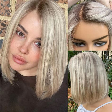 Straightened Shoulder Length Blonde Hair