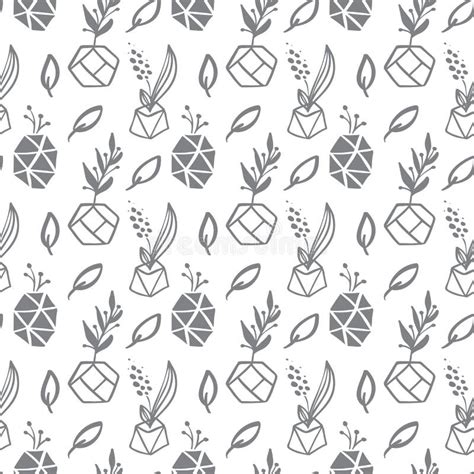 Seamless Repeating Pattern With Triangle Shapes And Succulent Plant