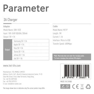 Jual Itel 5W Kepala Charger Kabel Micro USB Fast Charging ICW 051EM Travel Adapter Black