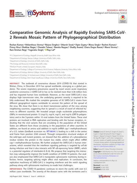 Comparative Genomic Analysis Of Rapidly Evolving Sars Cov Pdf Rna Splicing Protein Structure