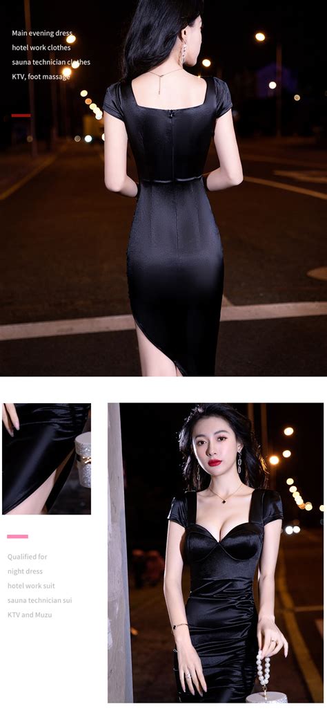 Sexy Satin Deep V Split Nightclub Bodycon Split Midi Dress Florashe