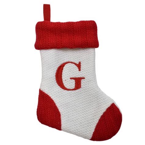 Holiday Home White With Red Toe And Heel Monogram Mini Stocking Letter G