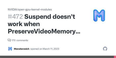 Suspend Doesnt Work When Preservevideomemoryallocations Is Enabled · Issue 472 · Nvidia Open
