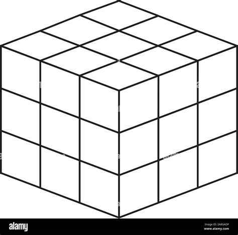 Math Cube Line Icon On White Background Flat Style Math Cube Line