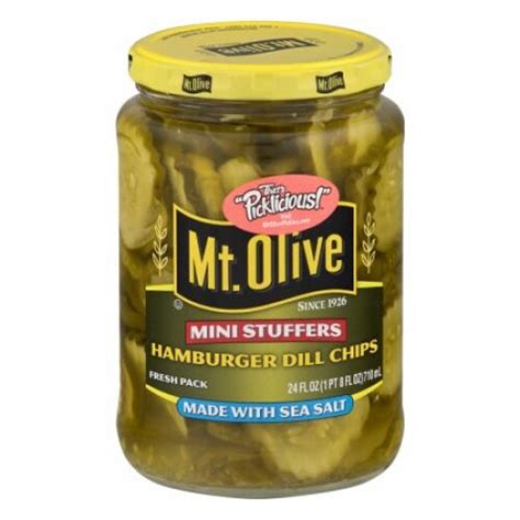 Mt Olive Mini Stuffers Hamburger Dill Chips Jar Pack Of 16 16 Packs