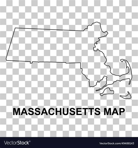 Massachusetts Map Shape United States Of America Vector Image
