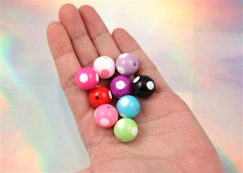 15mm Cute Mixed Color Polka Dot Resin Beads 12 Pc Set Delish Beads