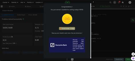Geekstreak2024 Geeksforgeeks Deutschebank Engineering Coding Programming Productivity