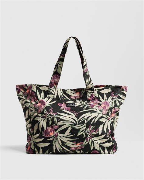 Roxy Anti Bad Vibes Beach Bag In Anthracite Wind Swept Floral Free