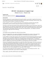 Introduction To Computer Logic Pseudo Code Exercise For Course Hero
