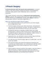 Jpouch Docx J Pouch Surgery A Proctocolectomy With Ileal Pouch Anal
