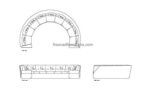 Curved Sofa Cad Block Elevation