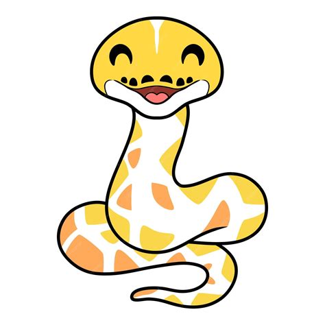 Premium Vector Cute Amelanistic Reticulated Python Cartoon