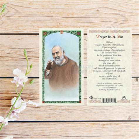 Laminated Prayer Card Padre Pio