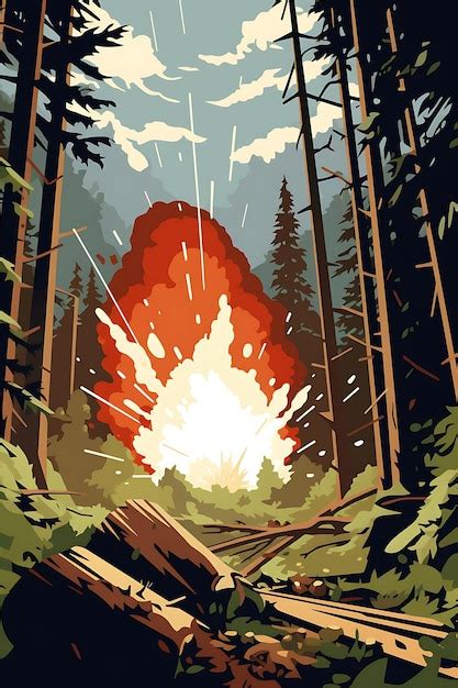 Premium Photo Artillery Shell Explosion In A Forest Clearing Earthy
