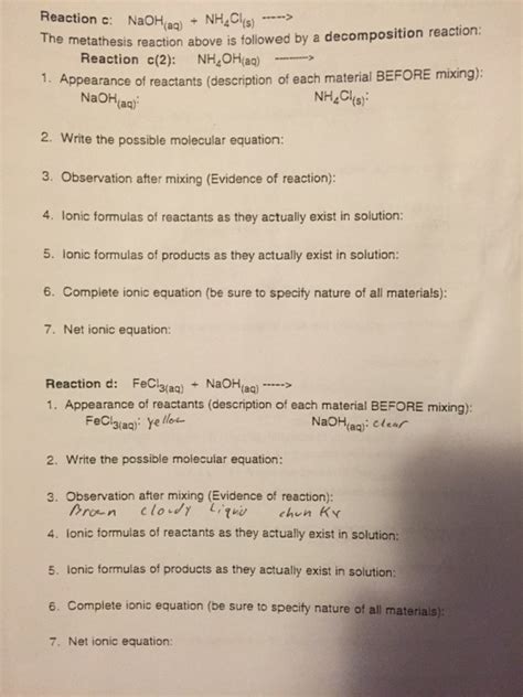 Solved The Metathesis Reaction Above Is Followed By A