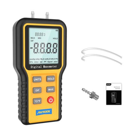 Autool Digital Manometer Portable Dual Port Differential Manometer Air