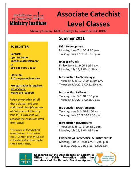 Almi Upcoming June Classes And Catechist Retreat In July Formed In Faith