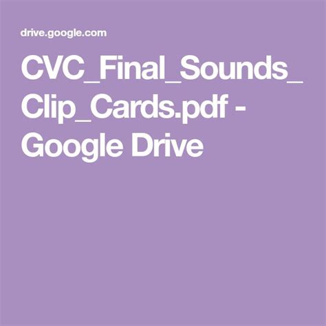 Cvc Final Sounds Clip Cards