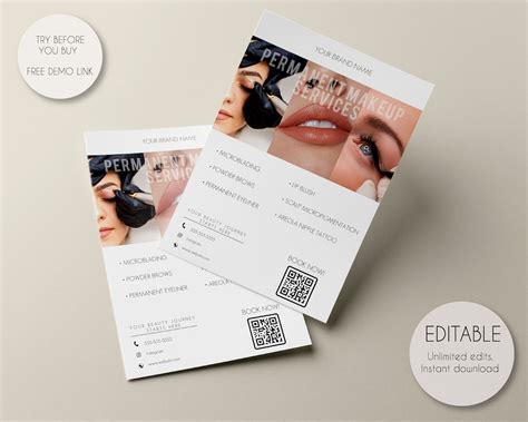 Editable Permanent Makeup Flyer Template Minimalist Pmu Promotion