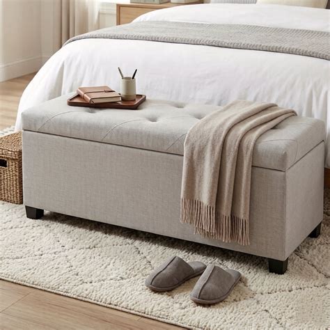 Edx 43 Lnch Storage Ottoman Bench With Removable Cover Upholstered Bed