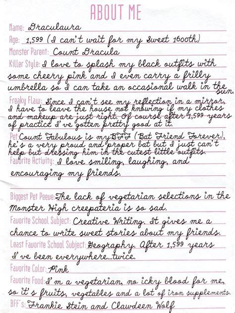 Monster High Diary Template