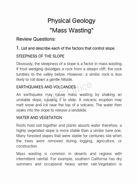 Mass Wasting Pdf