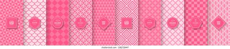 Cute Pink Patterns Set Seamless Vector Stock Vector Royalty Free