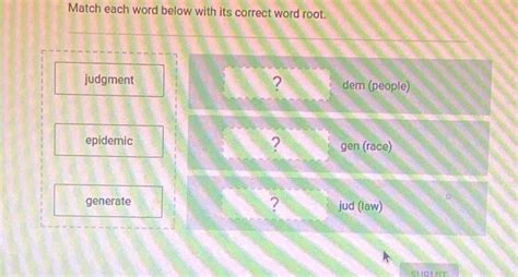 Solved Match Each Word Below With Its Correct Word Root Surmit Others