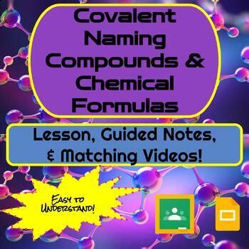 Covalent Compound Naming Chemical Formulas Lesson Notes Matching Videos