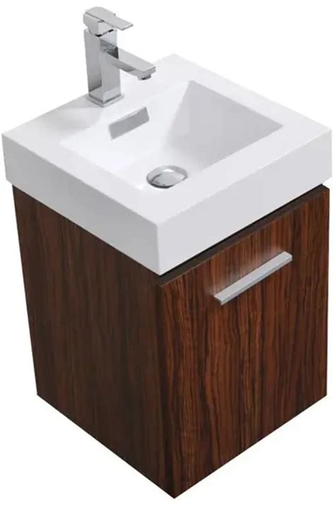 Kubebath Bliss 16 Walnut Wall Mount Modern Bathroom Vanity By Mathis