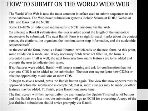 Submitting Dna Sequences To The Databases Sequinpptx Databases