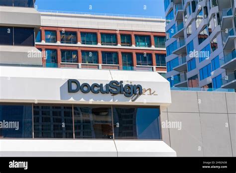 Docusign Sign And Logo On Facade Of Company Headquarters Building