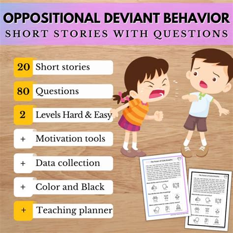 Oppositional Defiant Behavior Short Stories W Questions Worksheet Sel