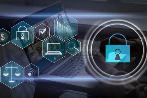 Person Using A Laptop Computer With Technology Cybersecurity And