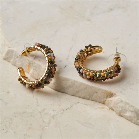 Coloured Bead Hoops Multicolour Blue Illusion