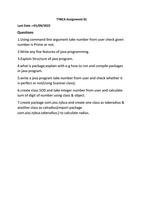 tybca assignment 01 tybca assignment 01 last date 01 09 questions